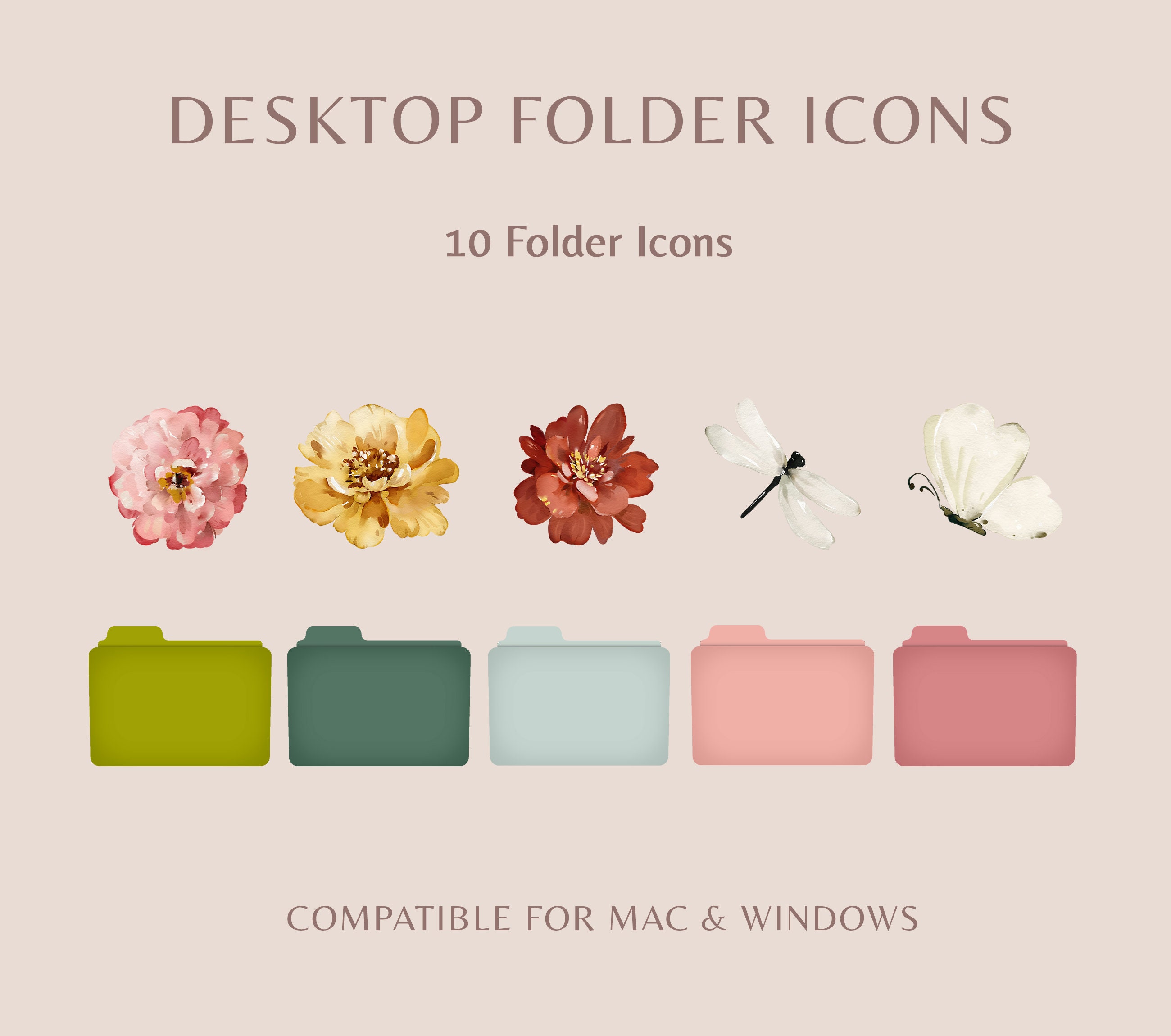 Folder Icons Set Mac Folder Icons Desktop Icons Cute | Etsy