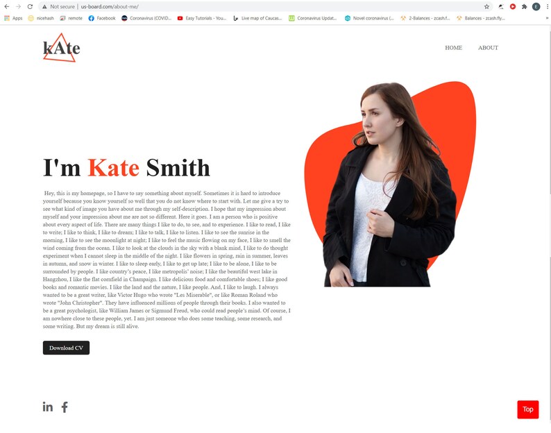 Simple About Me Page With CV Download Elegant Cute Design | Etsy