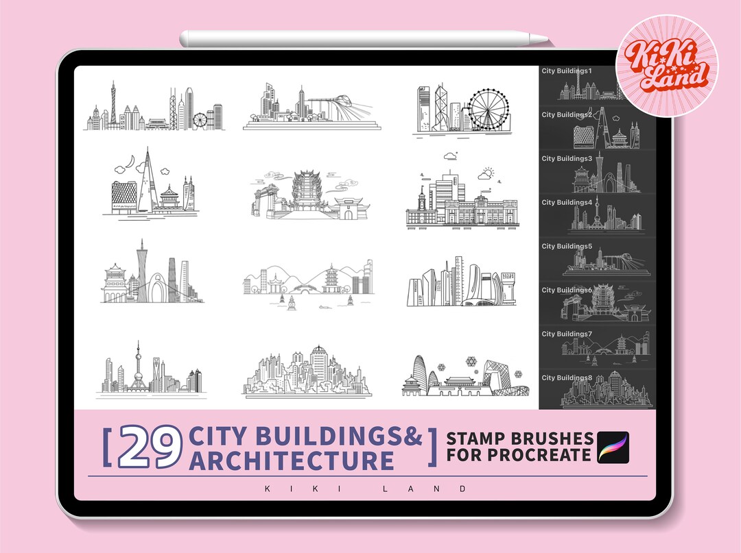 29 Procreate Buildings Stamps Brush Set.hand-draw Style Architecture ...