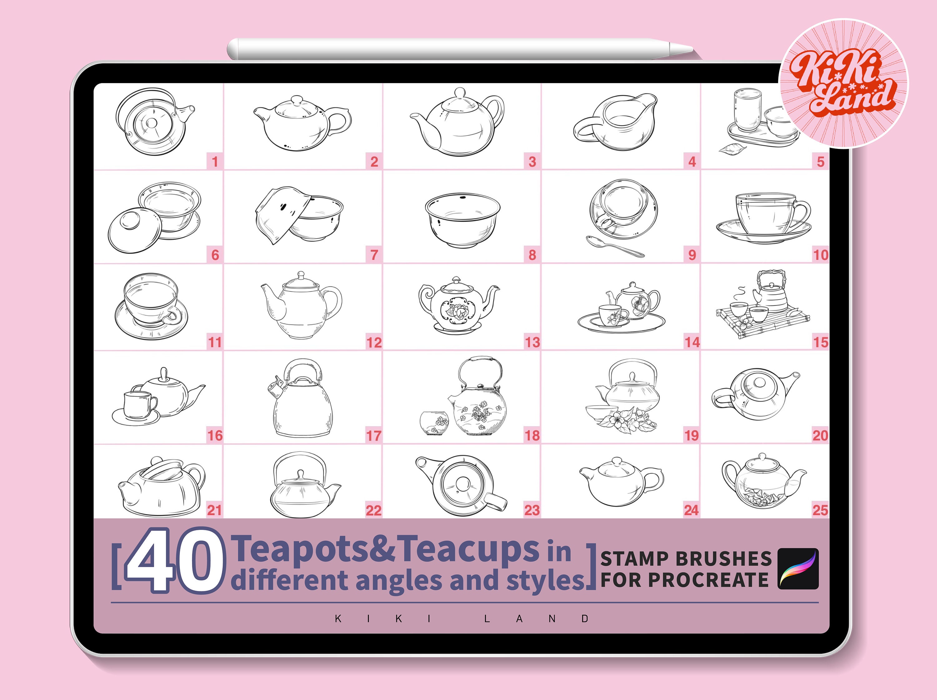 40teacups and Teapots in Different Angles and Styles/tea Illustration/tea Ceremony/oriental ...