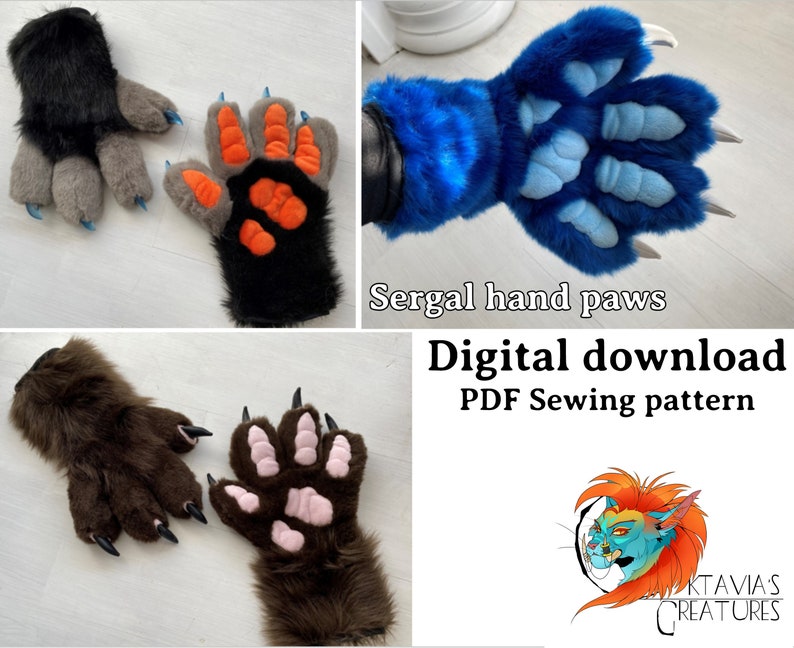Puffy Sergal/dragon Hand Paw Digital Pattern PDF DOWNLOAD - Etsy