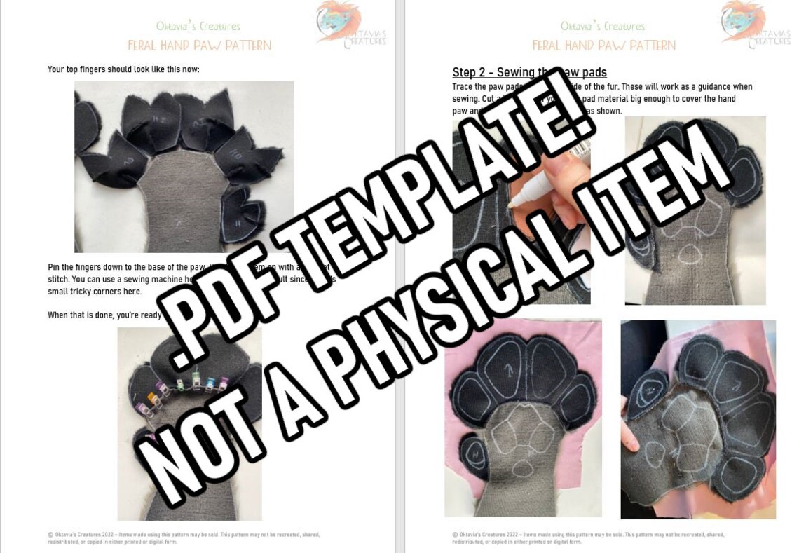 Canine and Feline Feral Hand Paws Digital Pattern PDF - Etsy