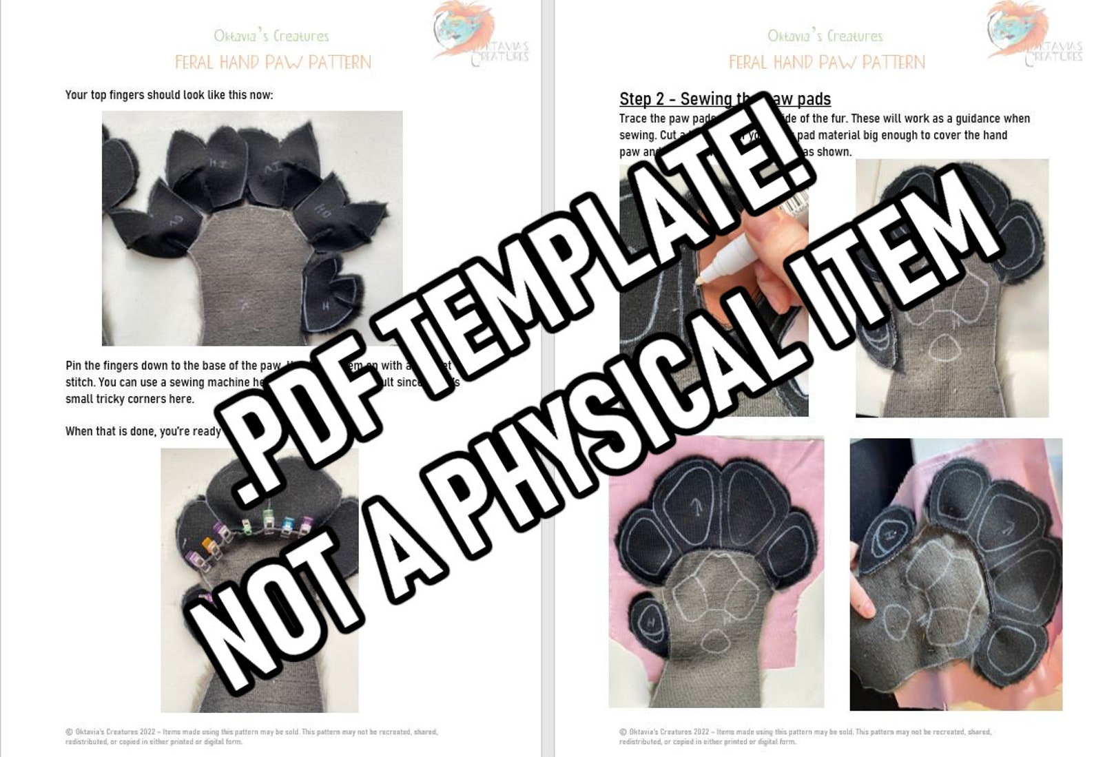 Canine and Feline Feral Hand Paws Digital Pattern PDF - Etsy