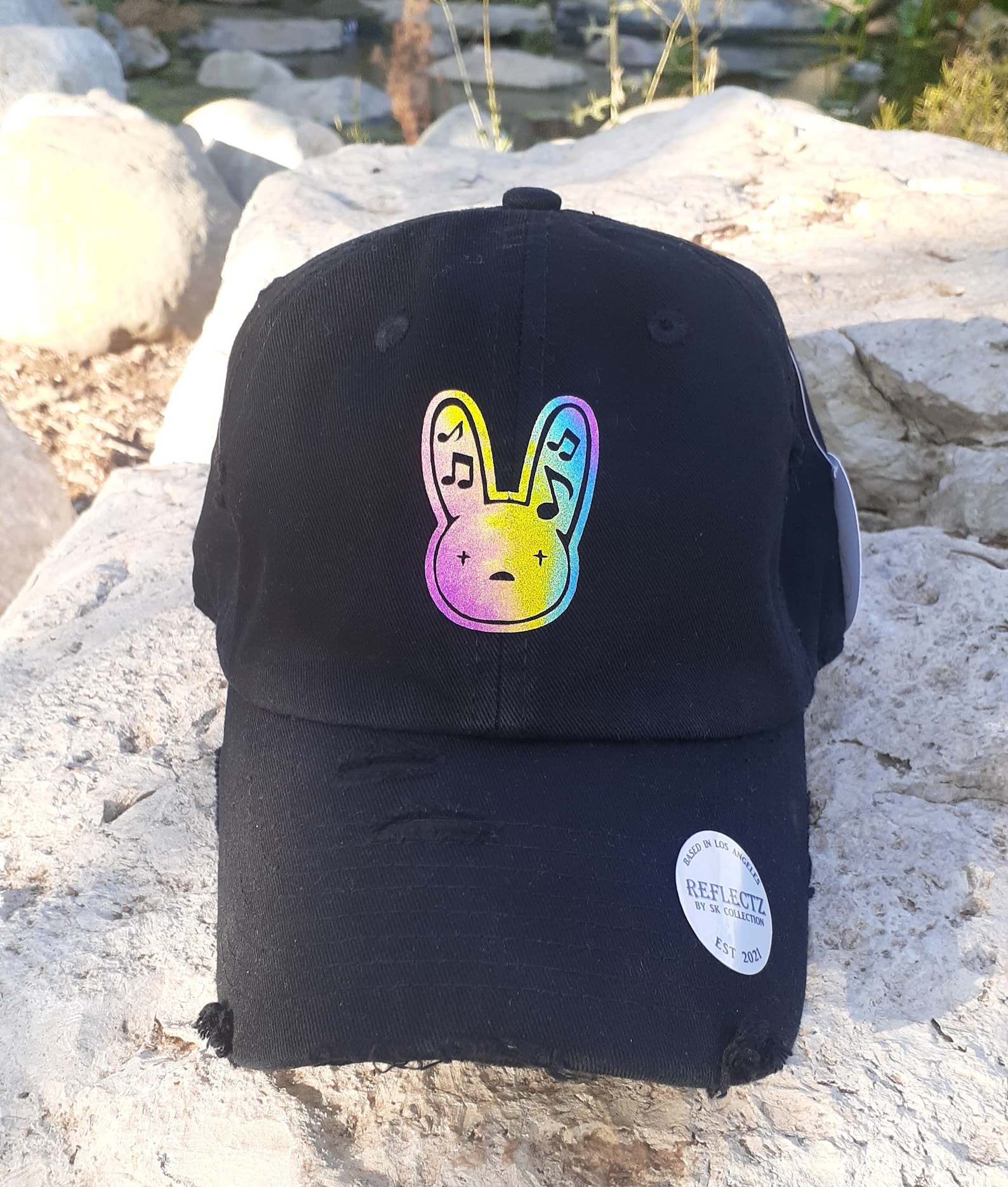 Bad Bunny Dad Hat/baseball Cap Reflective Holographic Vinyl Vintage ...