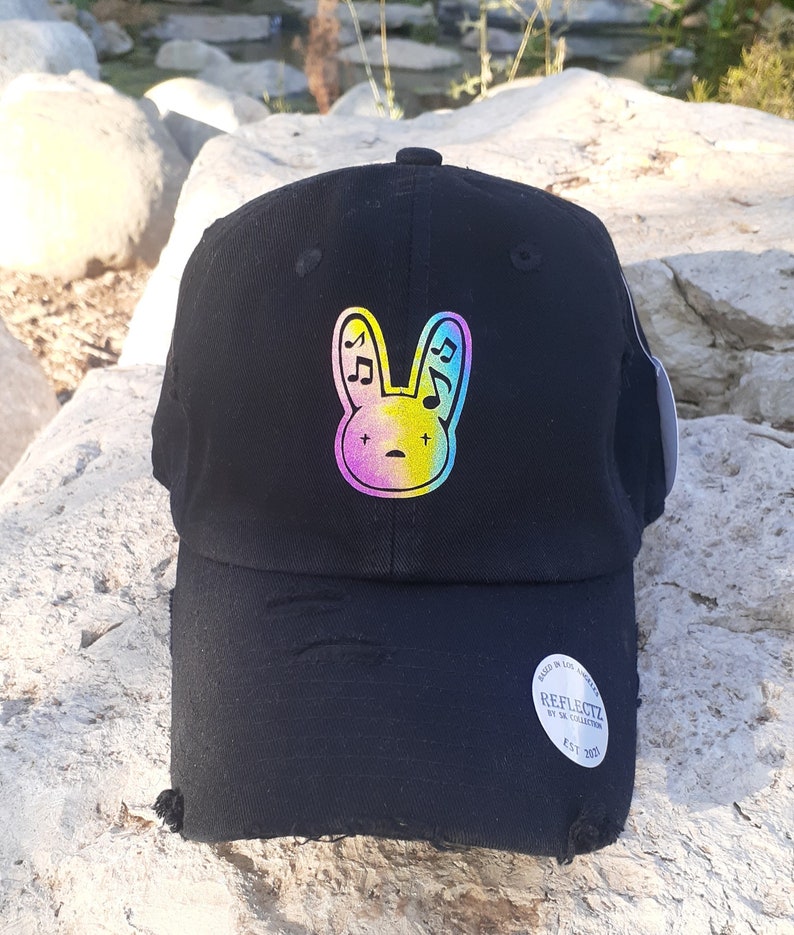 Bad Bunny Dad Hat/baseball Cap Reflective Holographic Vinyl Vintage ...