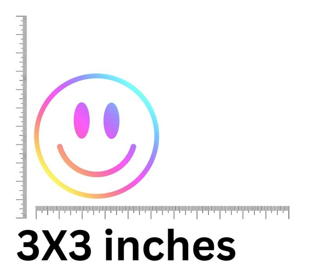Reflective Rainbow Smiley Face Vinyl Decal – 3x3 Inches | Heat Transfer ...