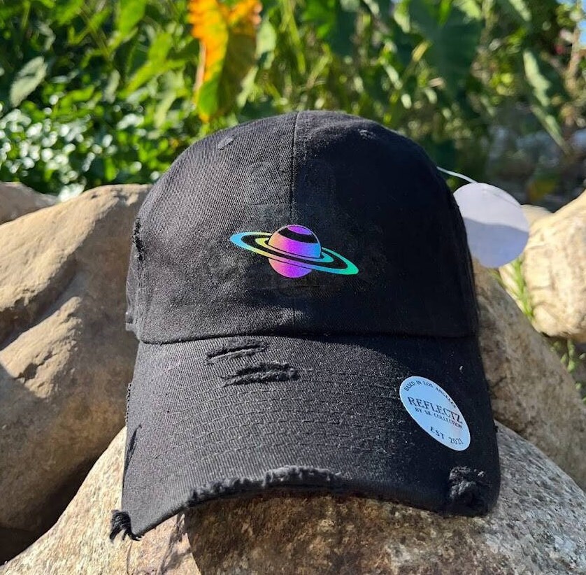 Saturn Dad Hat/baseball Cap Reflective Holographic Vinyl Vintage ...