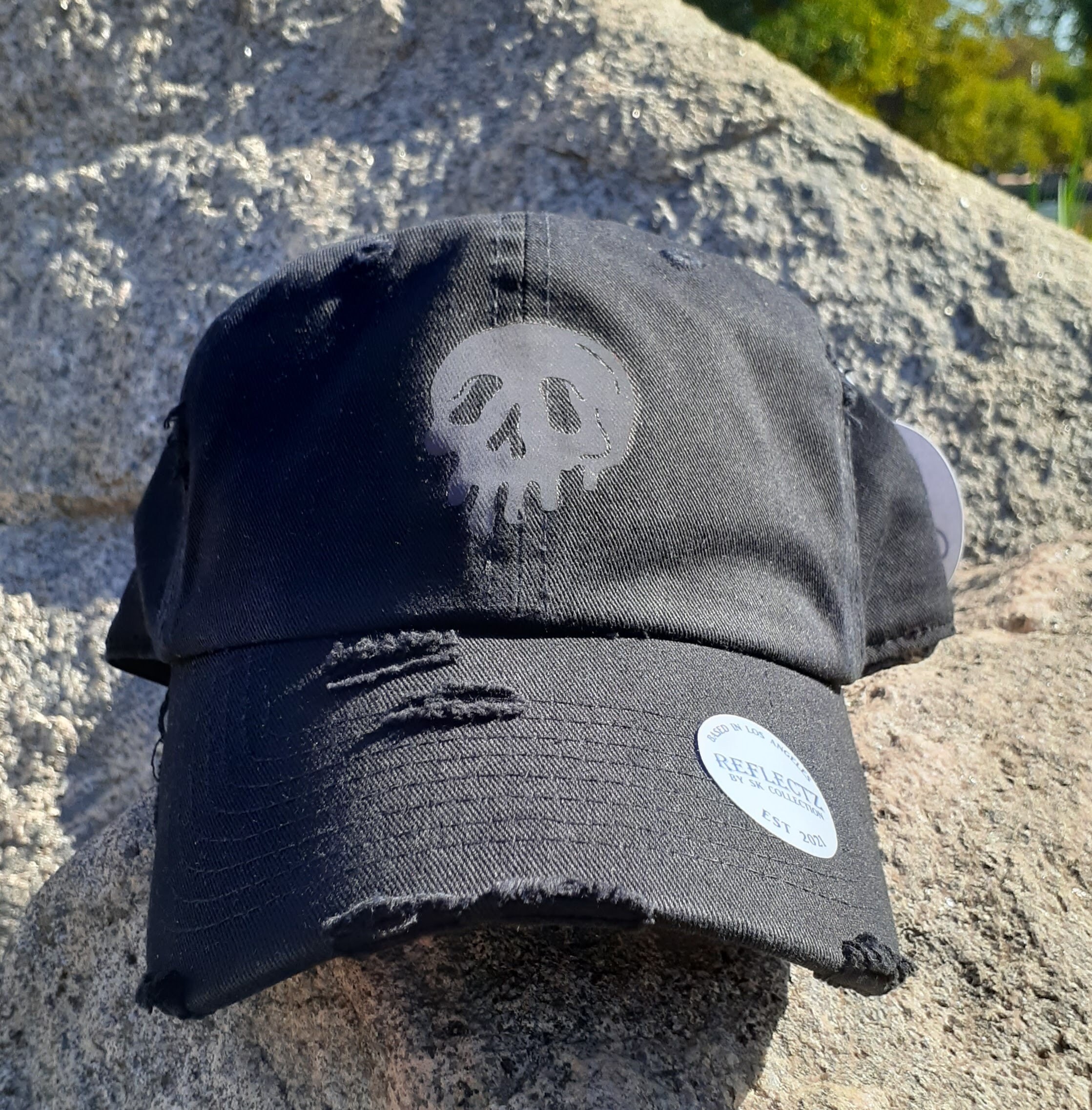 Dripping Skull - Dad Hat/baseball Cap - Reflective Holographic Vinyl ...