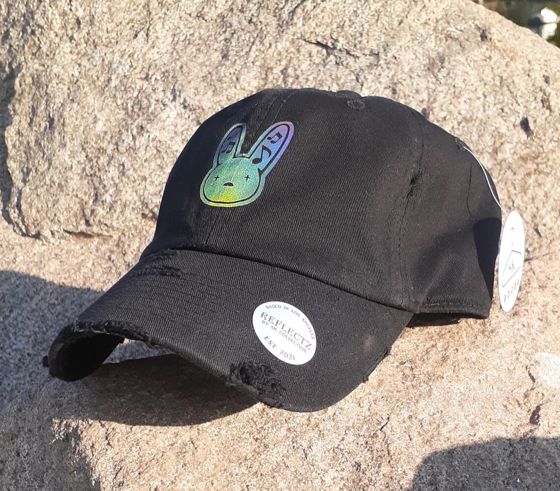 Bad Bunny Dad Hat/baseball Cap Reflective Holographic Vinyl Vintage ...