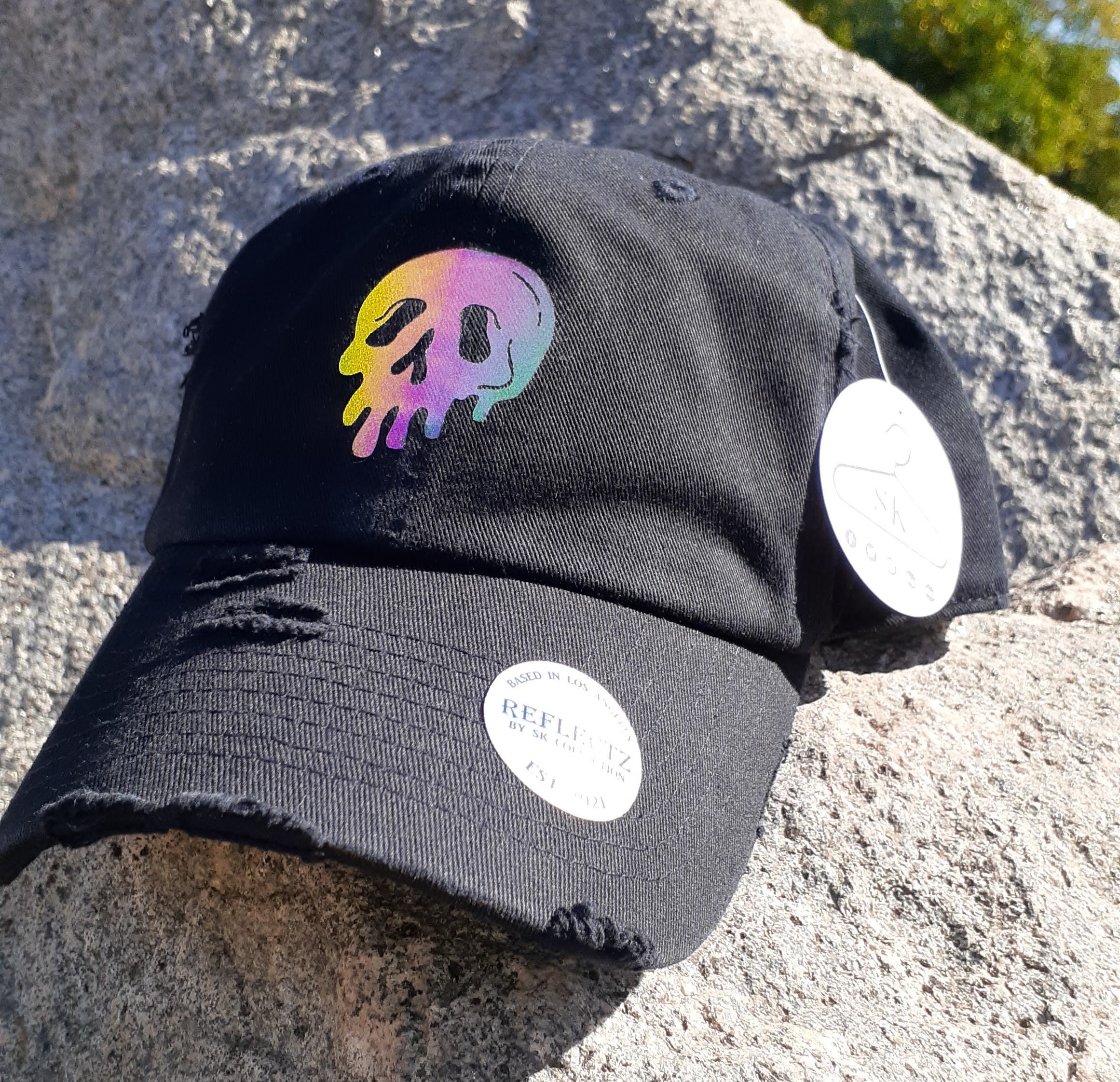 Dripping Skull - Dad Hat/baseball Cap - Reflective Holographic Vinyl ...