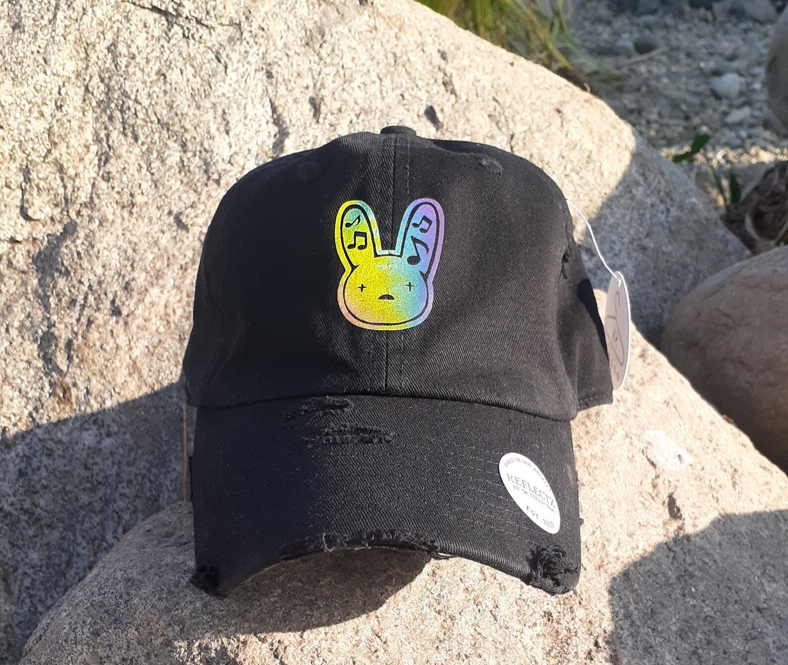 Bad Bunny Dad Hat/baseball Cap Reflective Holographic Vinyl Vintage ...
