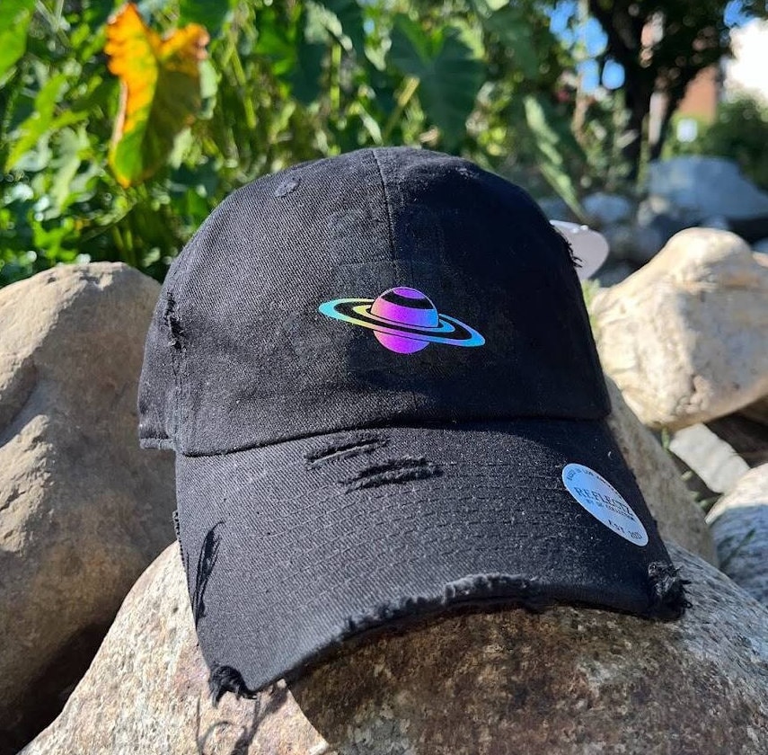 Saturn Dad Hat/baseball Cap Reflective Holographic Vinyl Vintage ...