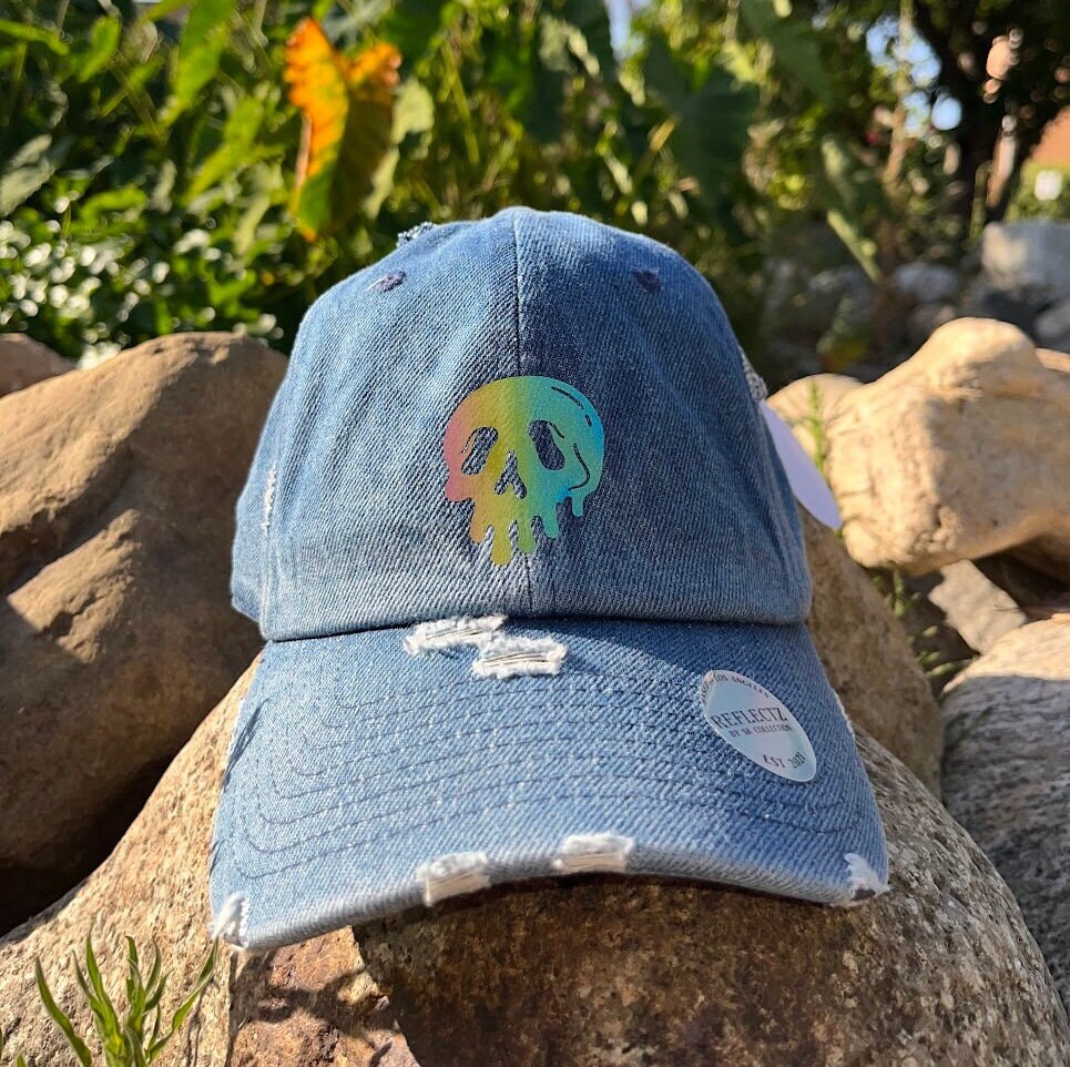 Dripping Skull - Dad Hat/baseball Cap - Reflective Holographic Vinyl ...
