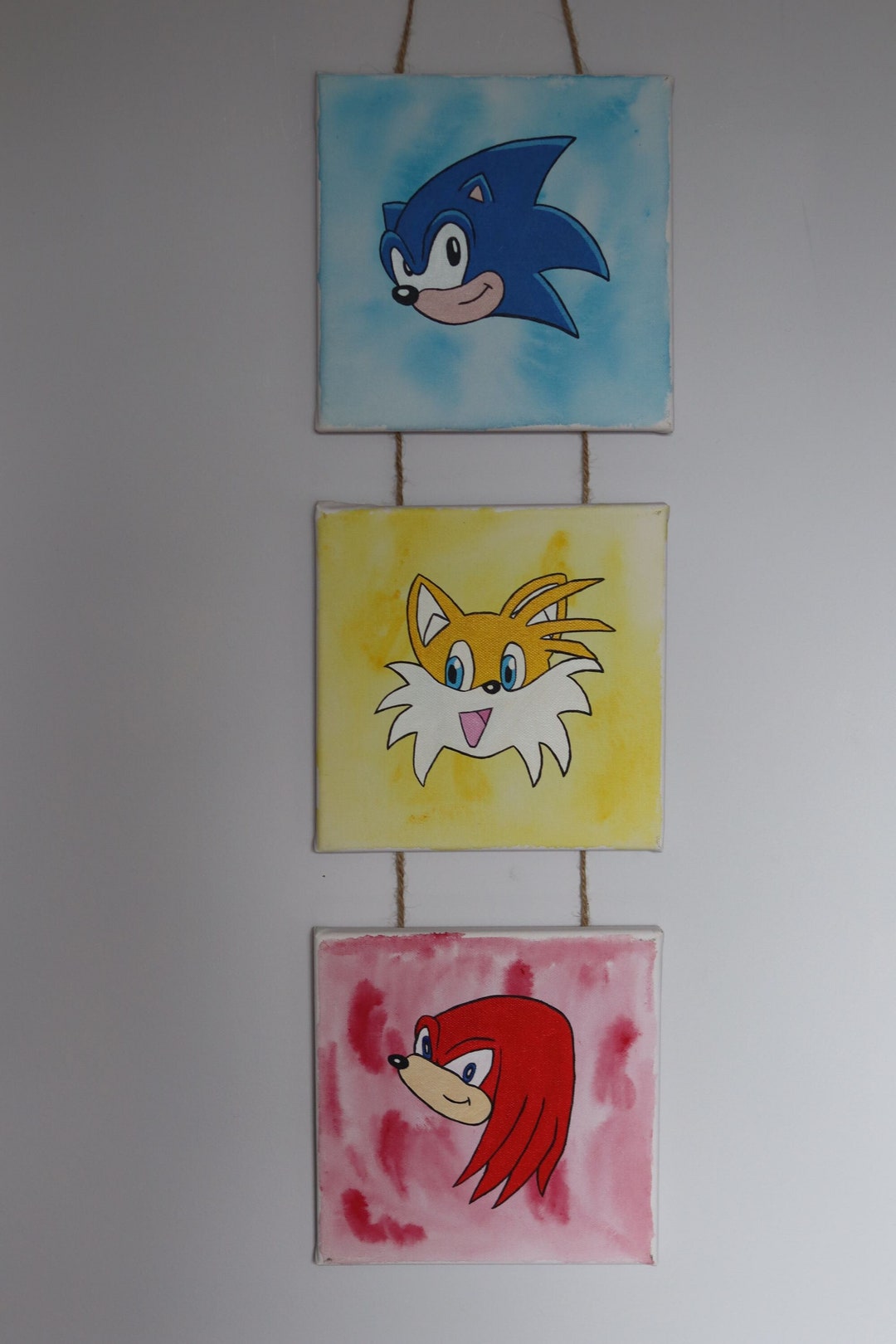 Sonic Tails Knuckles Triple Hanging Canvases - Etsy