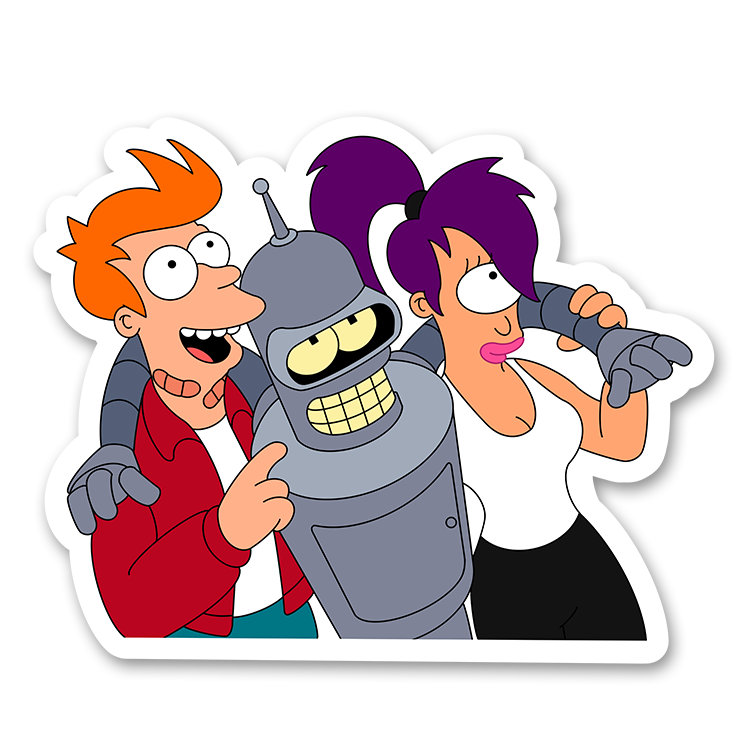 Paper Fry and Leela Heart Futurama Inspired Vinyl Decal Sticker Paper ...