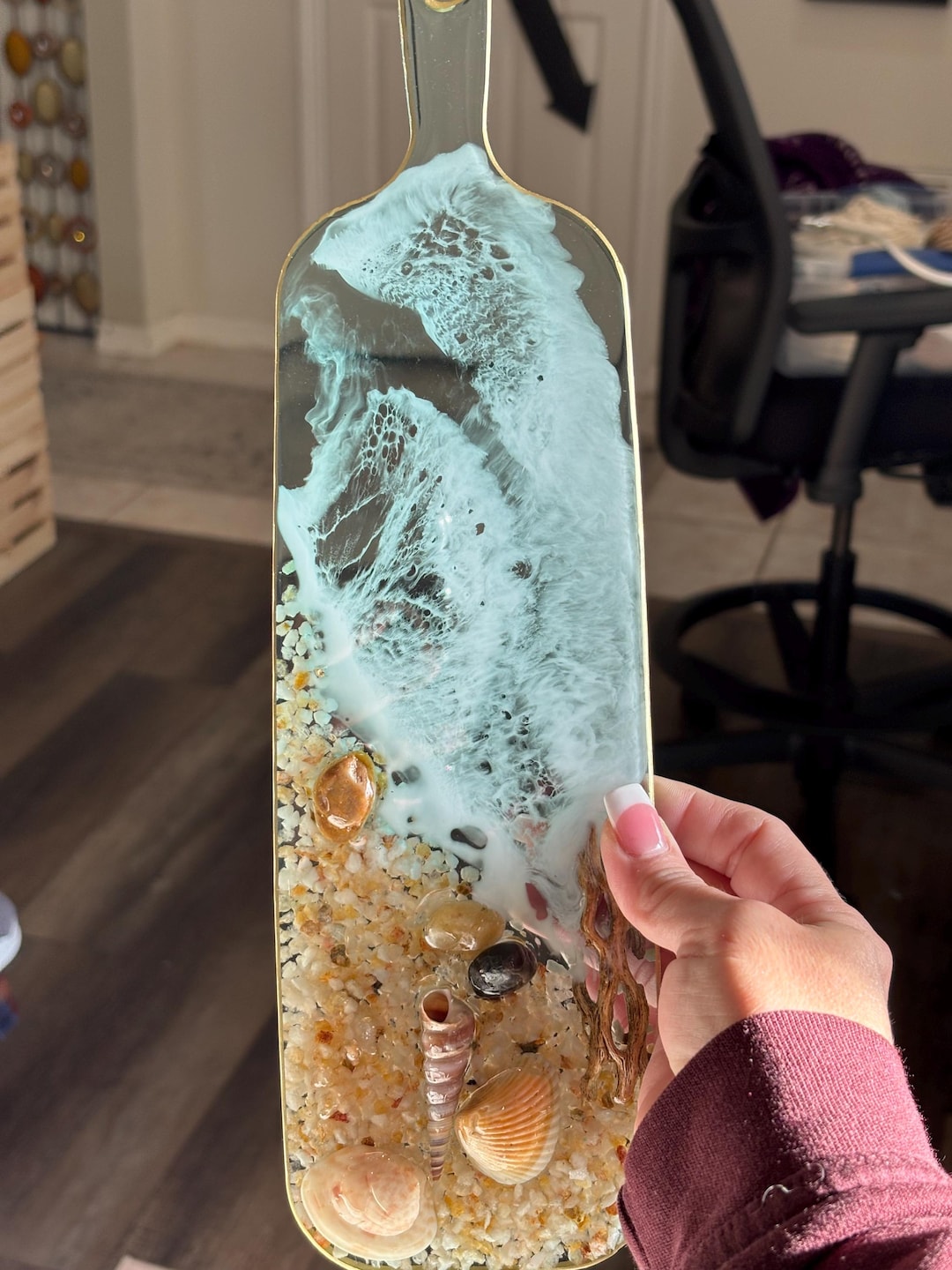 Ocean Resin Charcuterie Board – Coastal Handmade Wave Resin Art for ...
