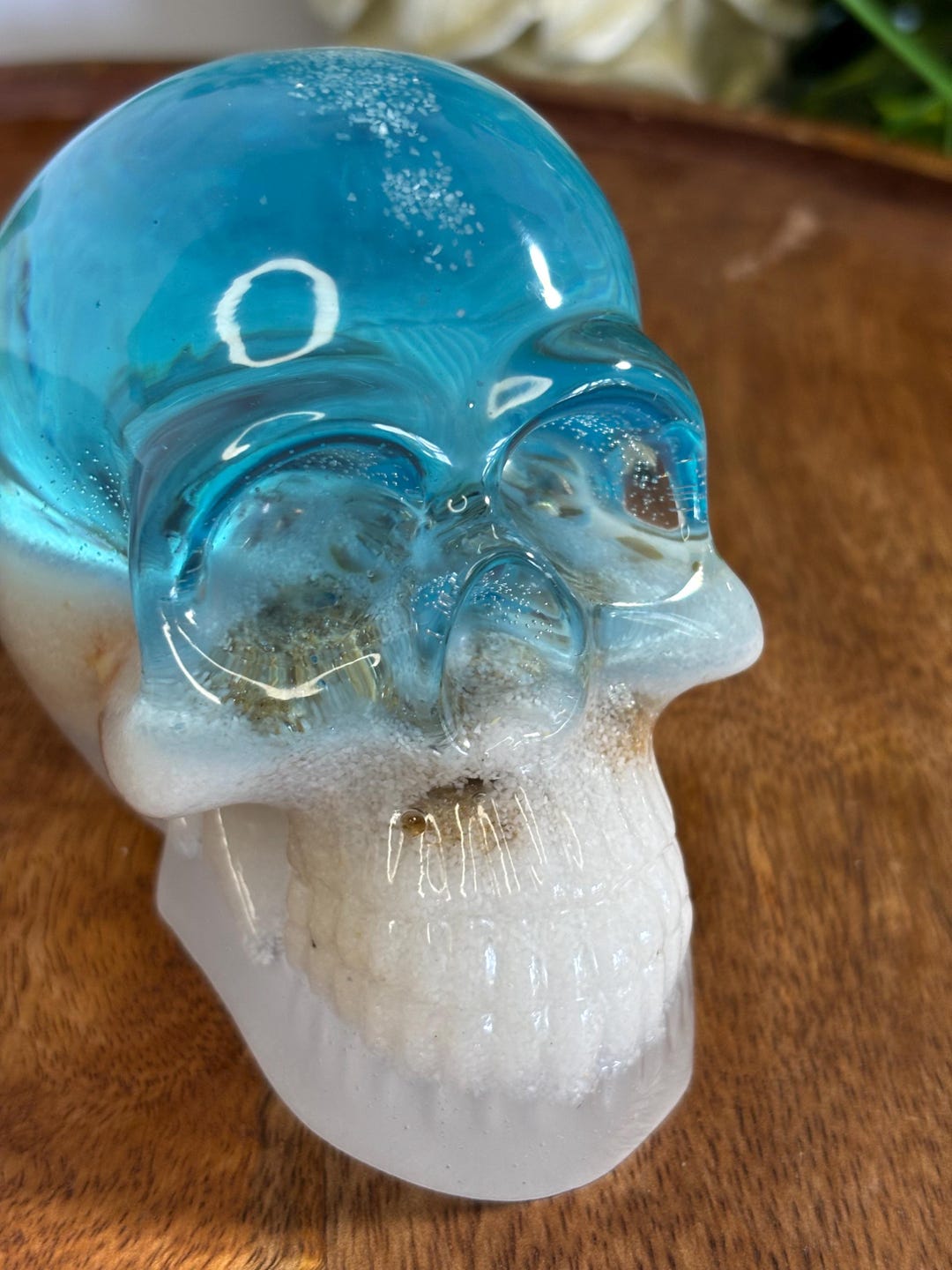 Large Beach Skull Resin Art With Real Sand & Shells – Ocean Crystal ...