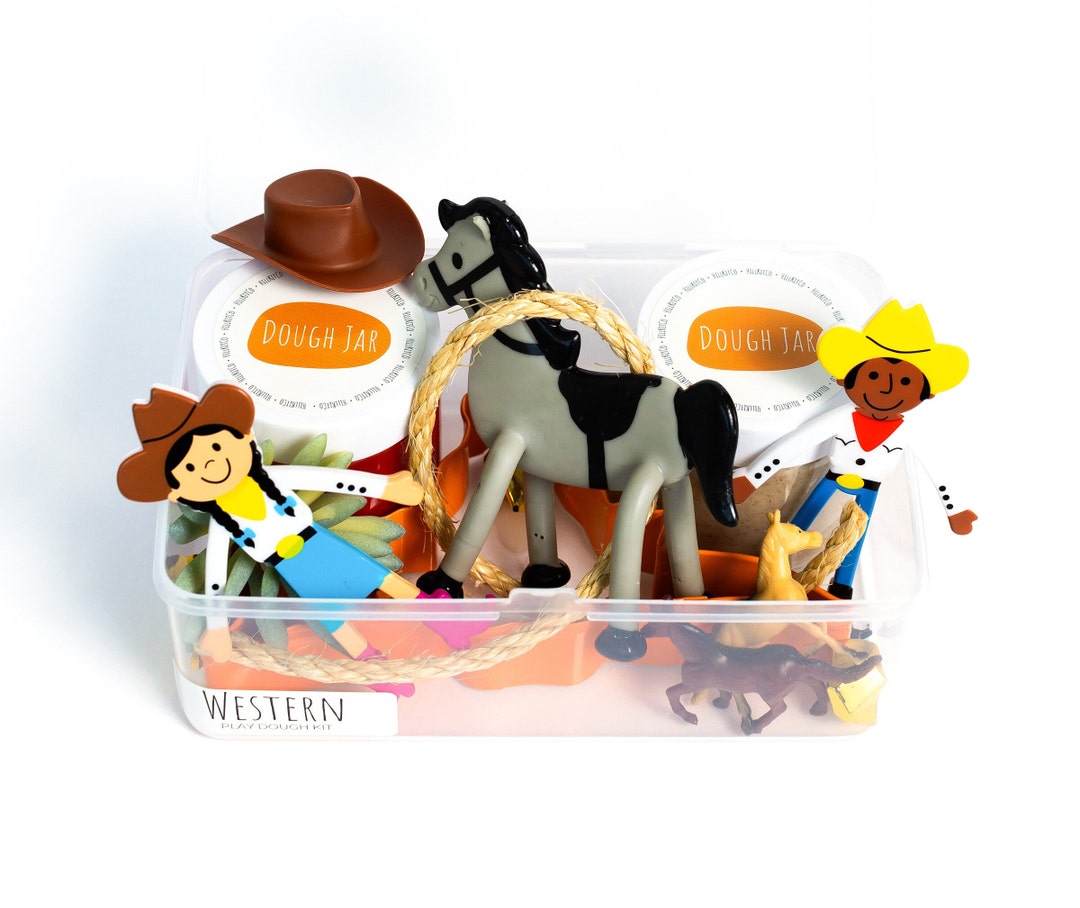 WESTERN Play Dough Kit Cowboy & Cowgirl Sensory Kit - Etsy