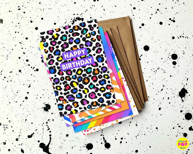 Rainbow Happy Birthday Card Pack: Colourful A6 Greeting Cards - Etsy