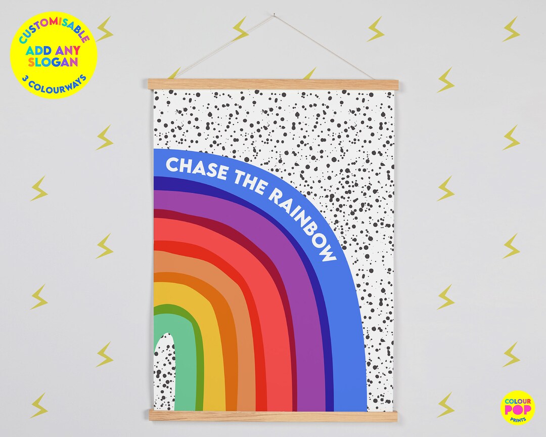 Personalised Quote Rainbow Print Rainbow Slogan Wall Art Kids Rainbow ...