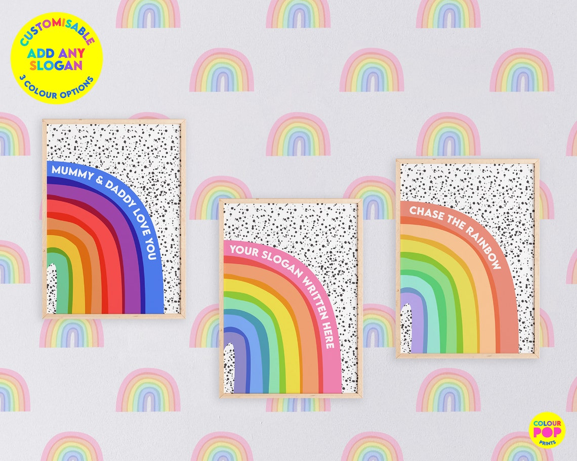 Personalised Quote Rainbow Print Rainbow Slogan Wall Art - Etsy