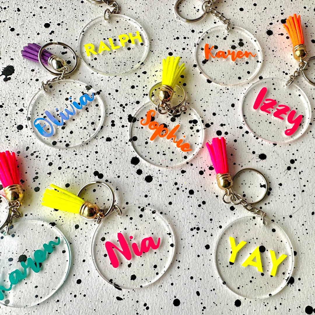 Personalised Neon Keyring | Colourful Name Keychain | Bag Accessory ...