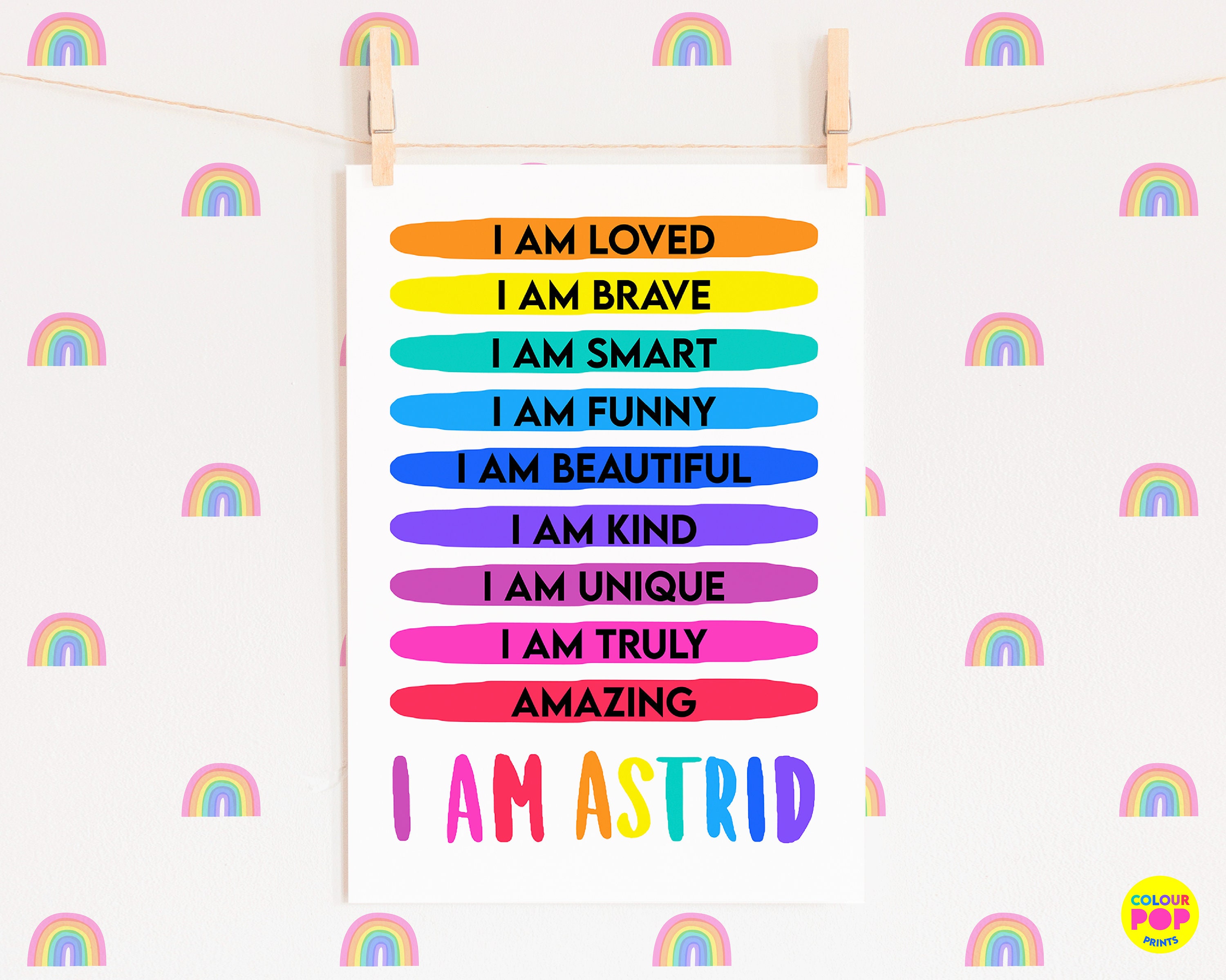 Personalised Positive Affirmations Rainbow Print Kids | Etsy