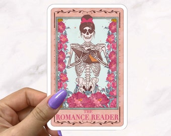 Holographic Reader Tarot Card Sticker Spooky Books Skeleton Sticker for ...