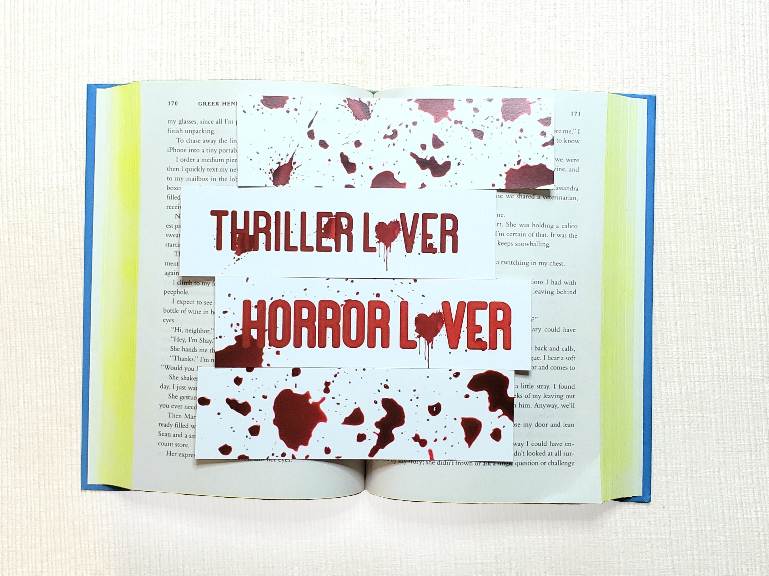 Blood Splatter Thriller Lover Bookmark Horror Lover Book Mark | Etsy