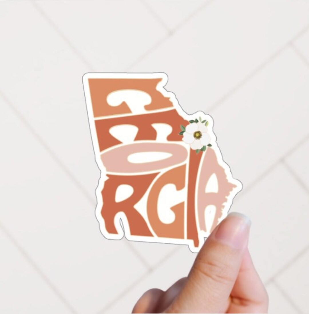 Georgia State Outline Sticker State Flower Sticker GA Pretty Lettering ...