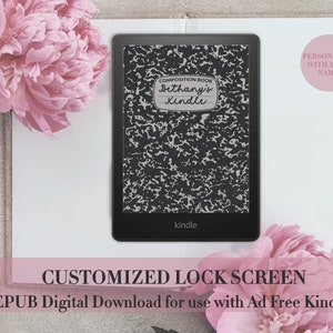 Personalized Composition Book Lock Screen for Use W Kindle Ereader ...