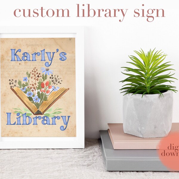 Library Sign - Etsy
