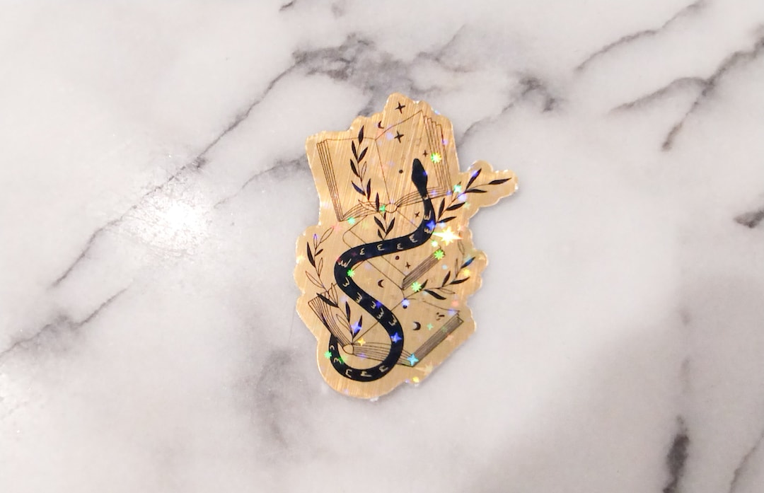 Serpent and Books Fantasy Sticker Reader Holographic Bookish Reading ...