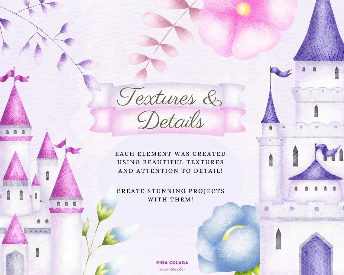 Fairytale Castles Princess Castles Clipart, Baby Shower, Invitations ...