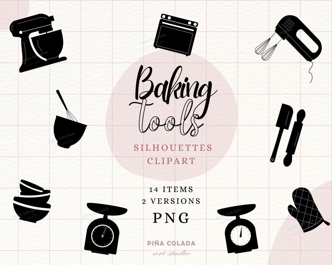 Baking Tools Clipart - Silhouettes, Bakery, Mixer, Scale, Oven, Spoons ...