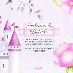 Fairytale Princess Castle - Clipart, Pink, Girl, Baby, Flowers, Clouds ...