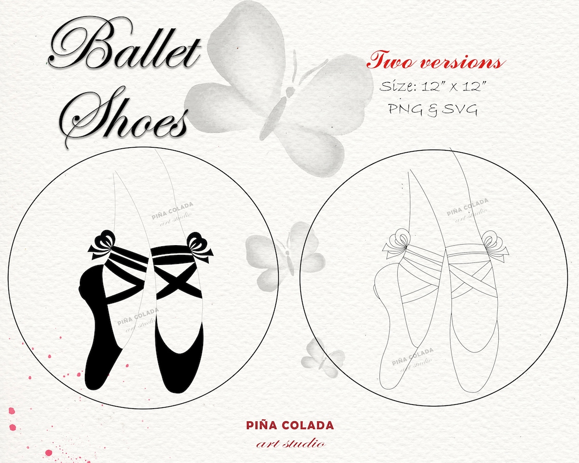 Ballet Shoes Clipart. Black and White. Ballerina Slippers. PNG. SVG. - Etsy