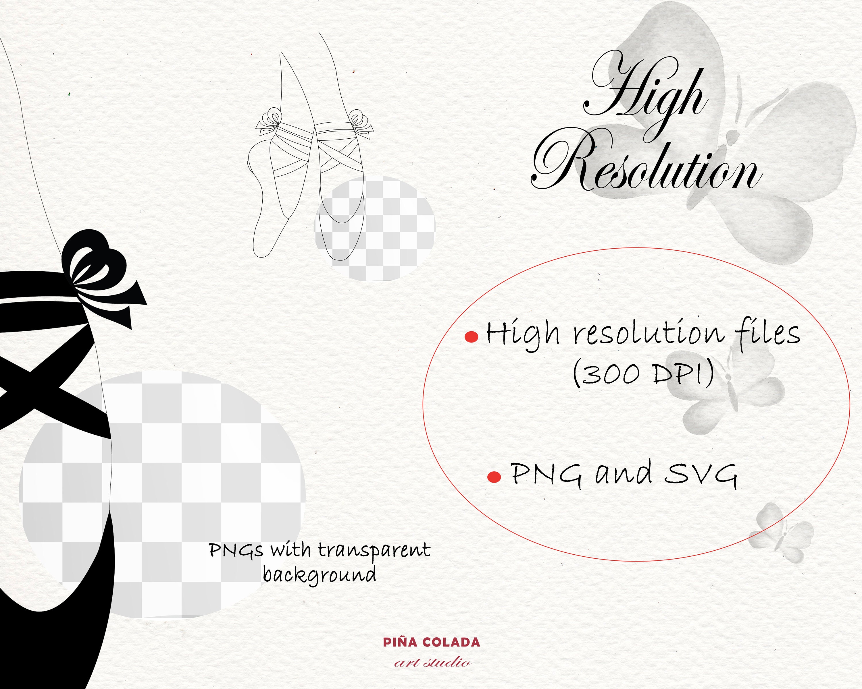 Ballet Shoes Clipart. Black and White. Ballerina Slippers. PNG. SVG. - Etsy