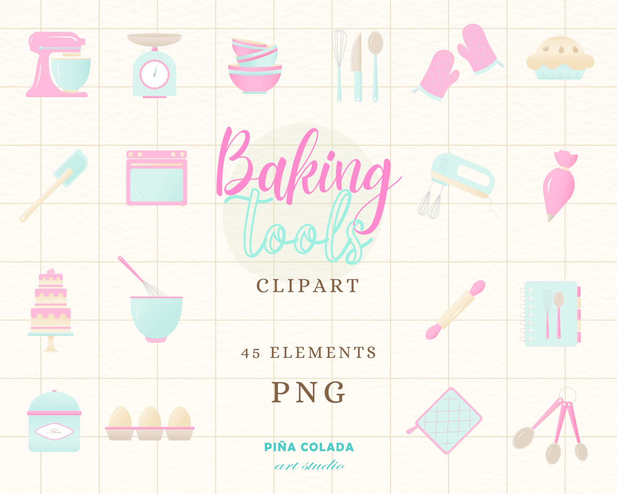 Baking Clipart- Tools, Mixer, Scale, Oven, Spoons, Bakery, Ingredients ...