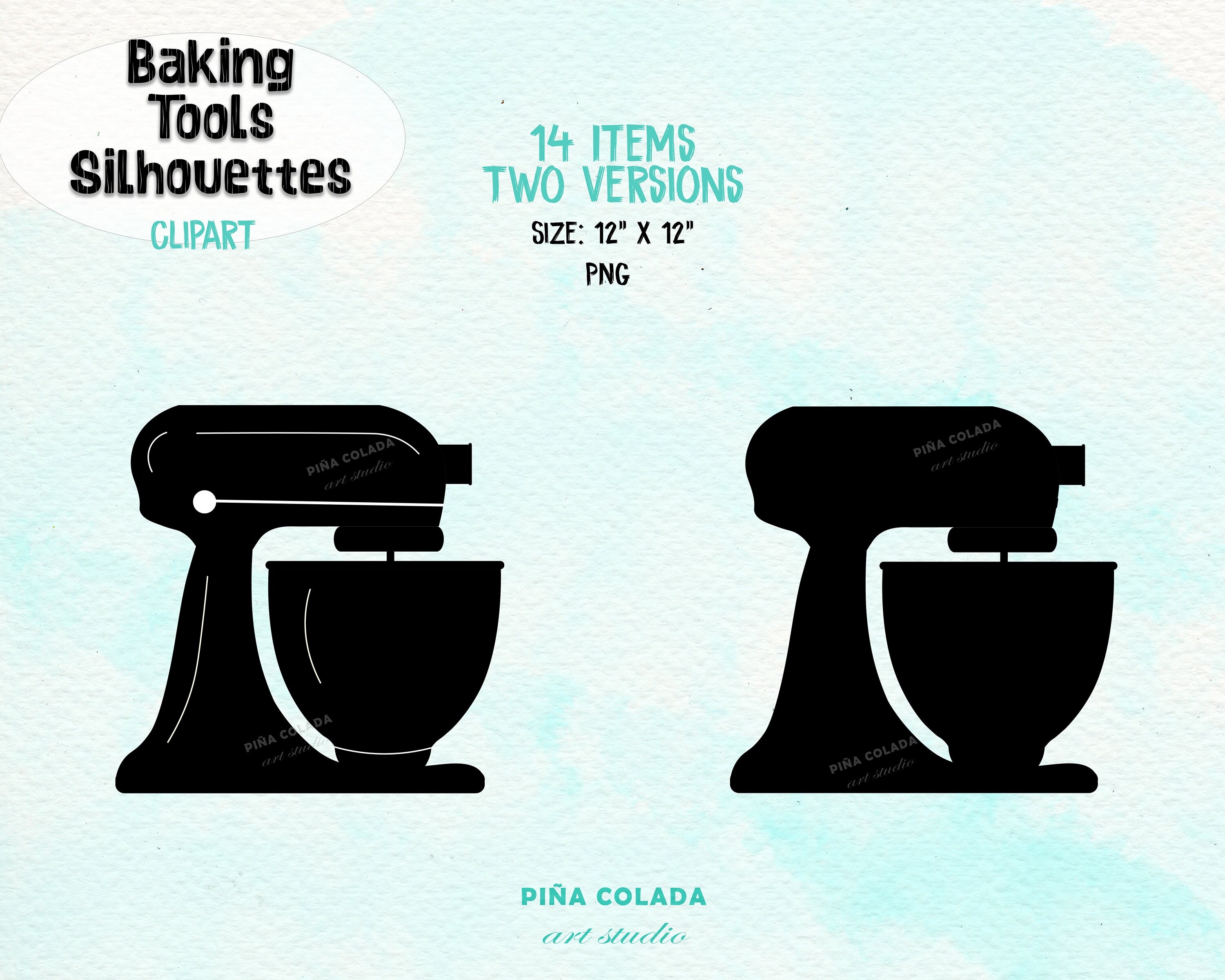 Baking Tools Clipart Silhouettes, Bakery, Mixer, Scale, Oven, Spoons ...