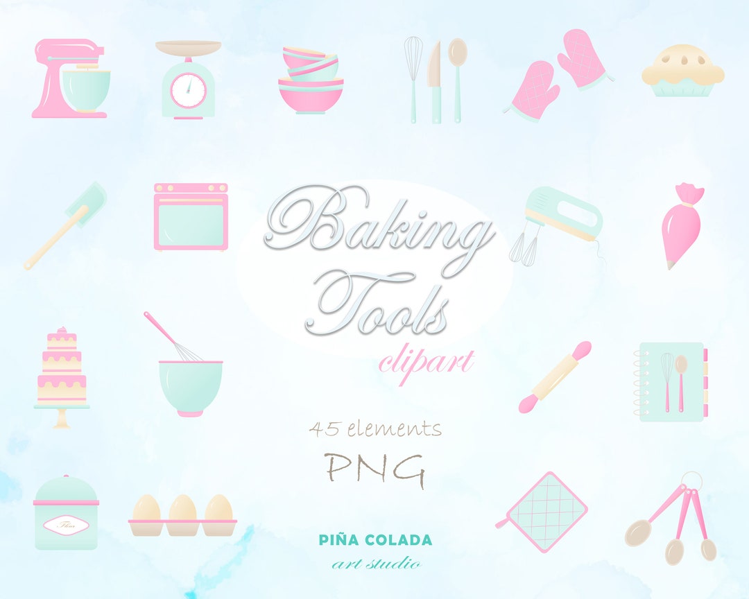 Baking Clipart Tools Mixer Scale Oven Spoons Bakery - Etsy