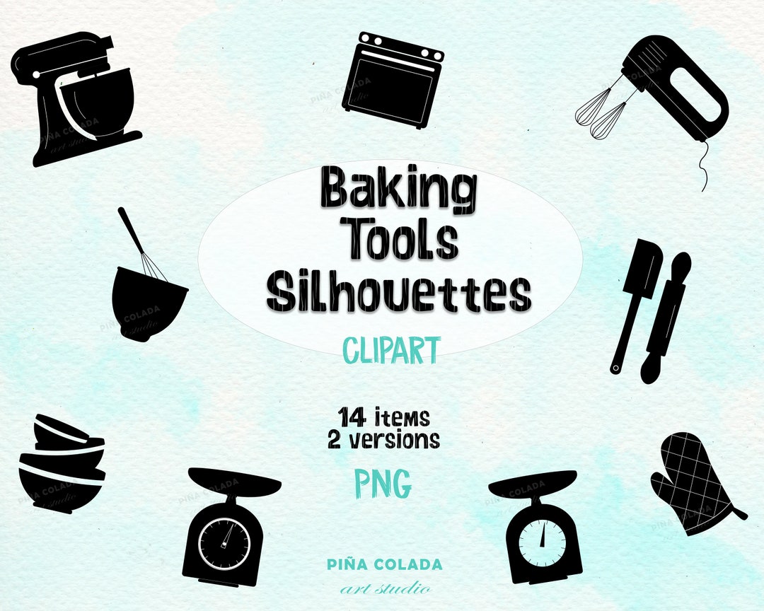 Baking Tools Clipart Silhouettes, Bakery, Mixer, Scale, Oven, Spoons ...