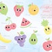 Fruits Clipart- Smiling Faces, Apple, Cherries, Pineapple, Strawberry ...