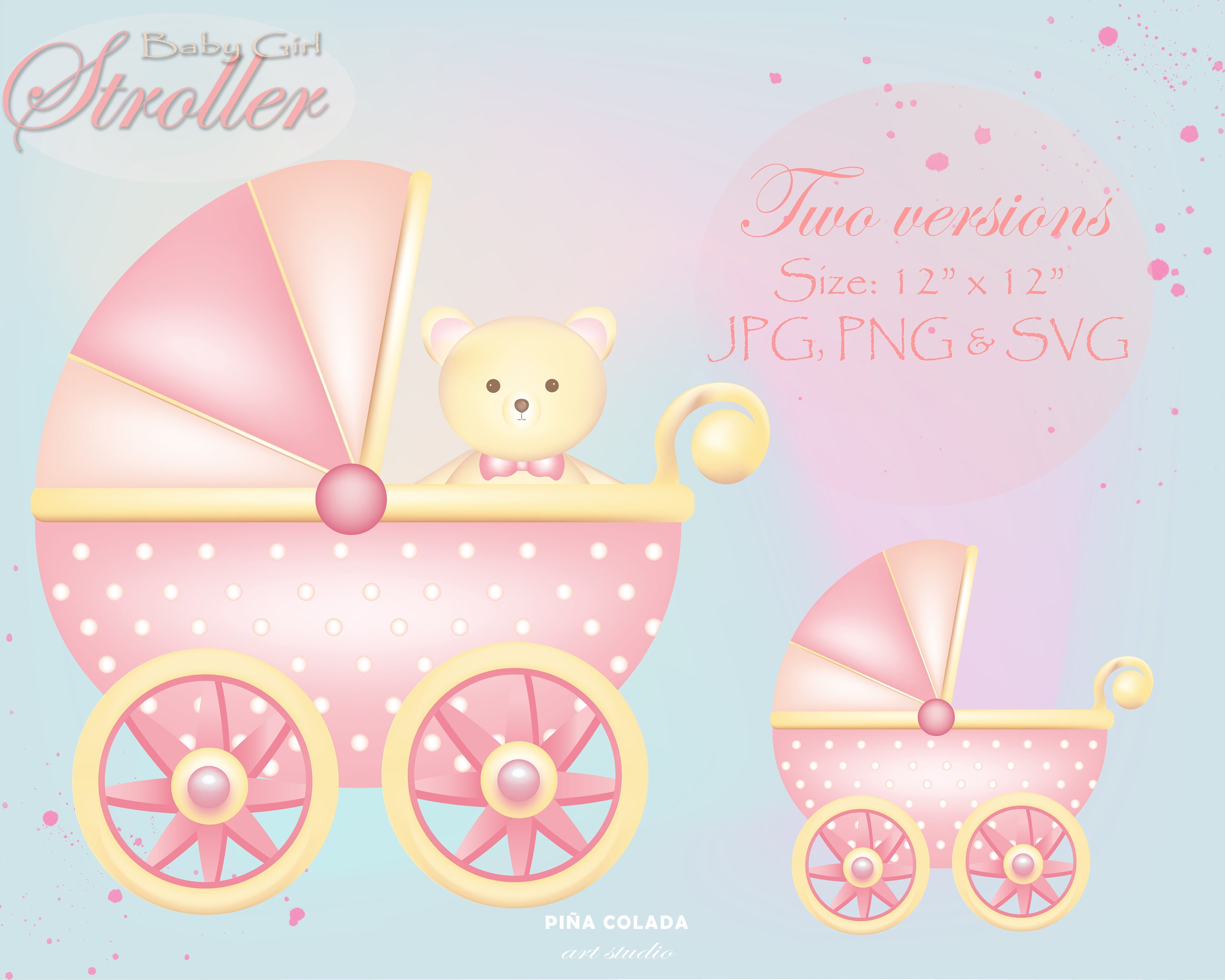 Baby Girl Stroller Baby Shower Baby Stroller Baby | Etsy