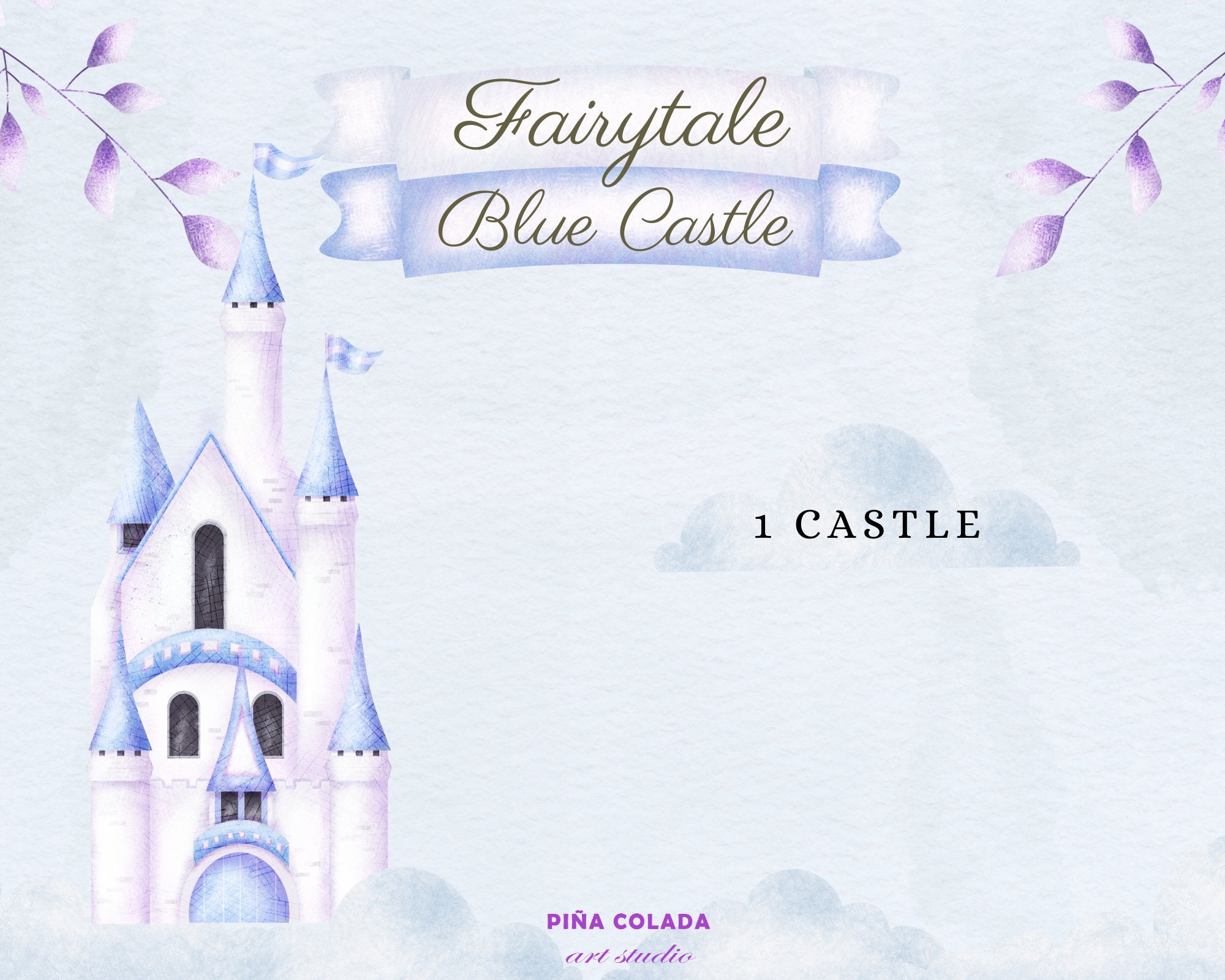 Fairytale Blue Castle - Clipart, Blue, Princess, Girl, Boy, Baby ...