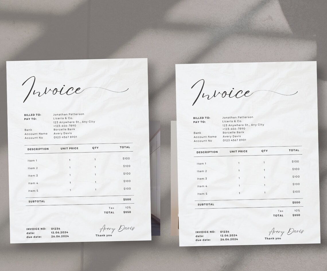 Beige Aesthetic Simple Invoice, Invoice Template Editable Small ...