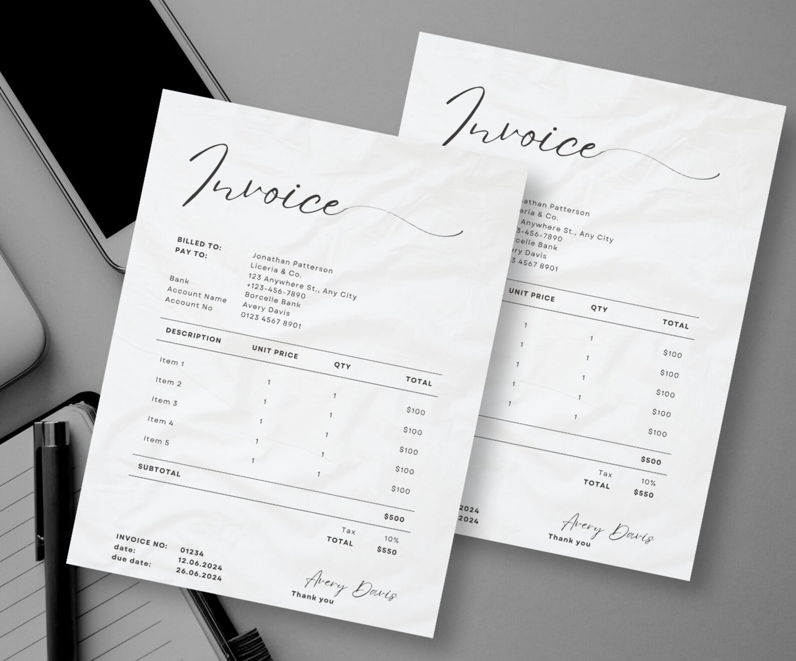 Beige Aesthetic Simple Invoice, Invoice Template Editable Small ...