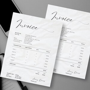 Beige Aesthetic Simple Invoice, Invoice Template Editable Small ...