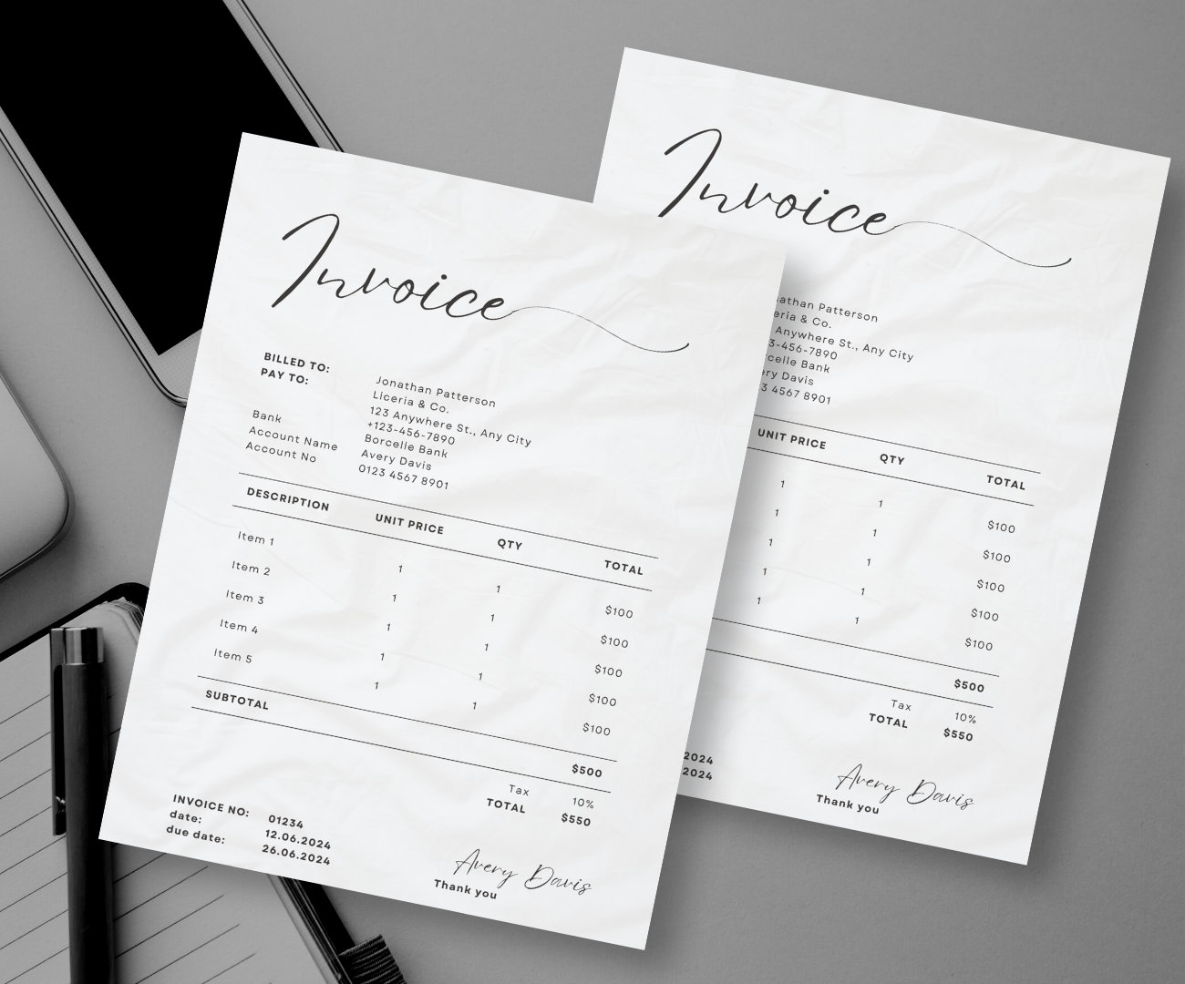 Beige Aesthetic Simple Invoice, Invoice Template Editable Small ...