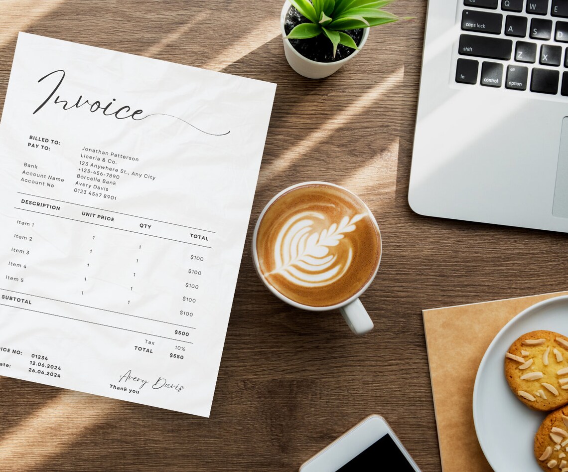 Beige Aesthetic Simple Invoice, Invoice Template Editable Small ...